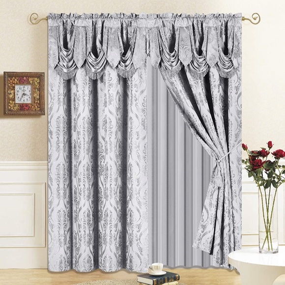 Accents | 4 Piece Drape Set With Attached Valance And Sheer With 2 Tie ...